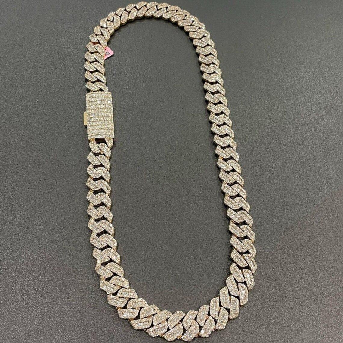 16MM Baguette Diamond Cuban Choker Hip Hop Cuban Miami Chain for Men ...