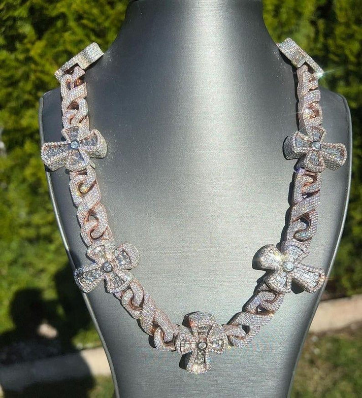 18 mm Heavy Baguette Moissanite Diamonds Cuban Link Men's Iced out Rap