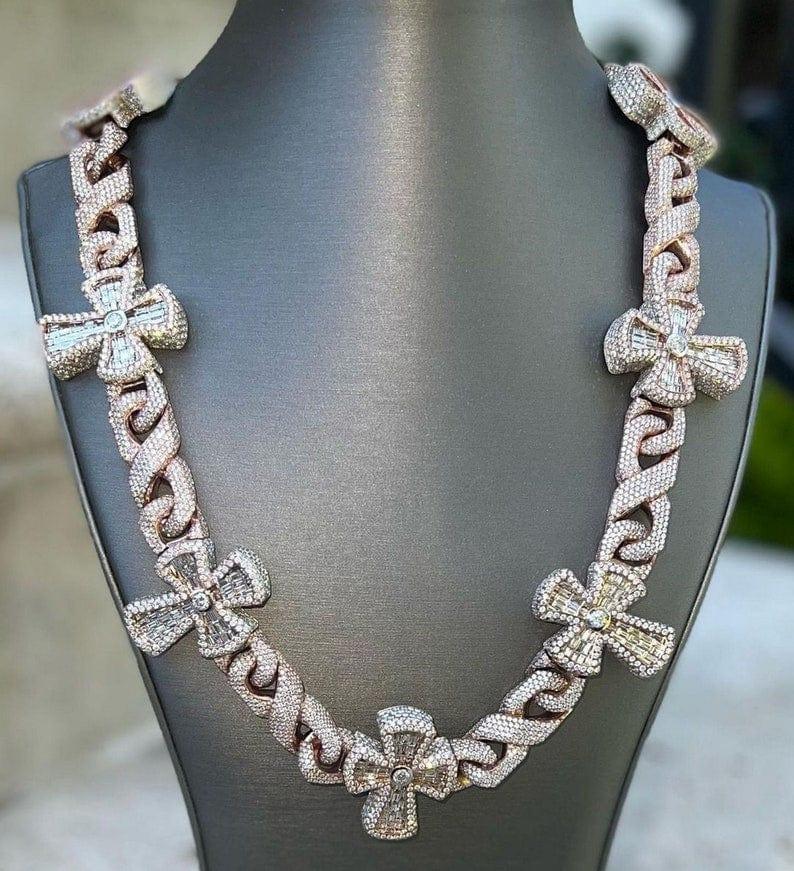 18 mm Heavy Baguette Moissanite Diamonds Cuban Link Men's Iced out Rap