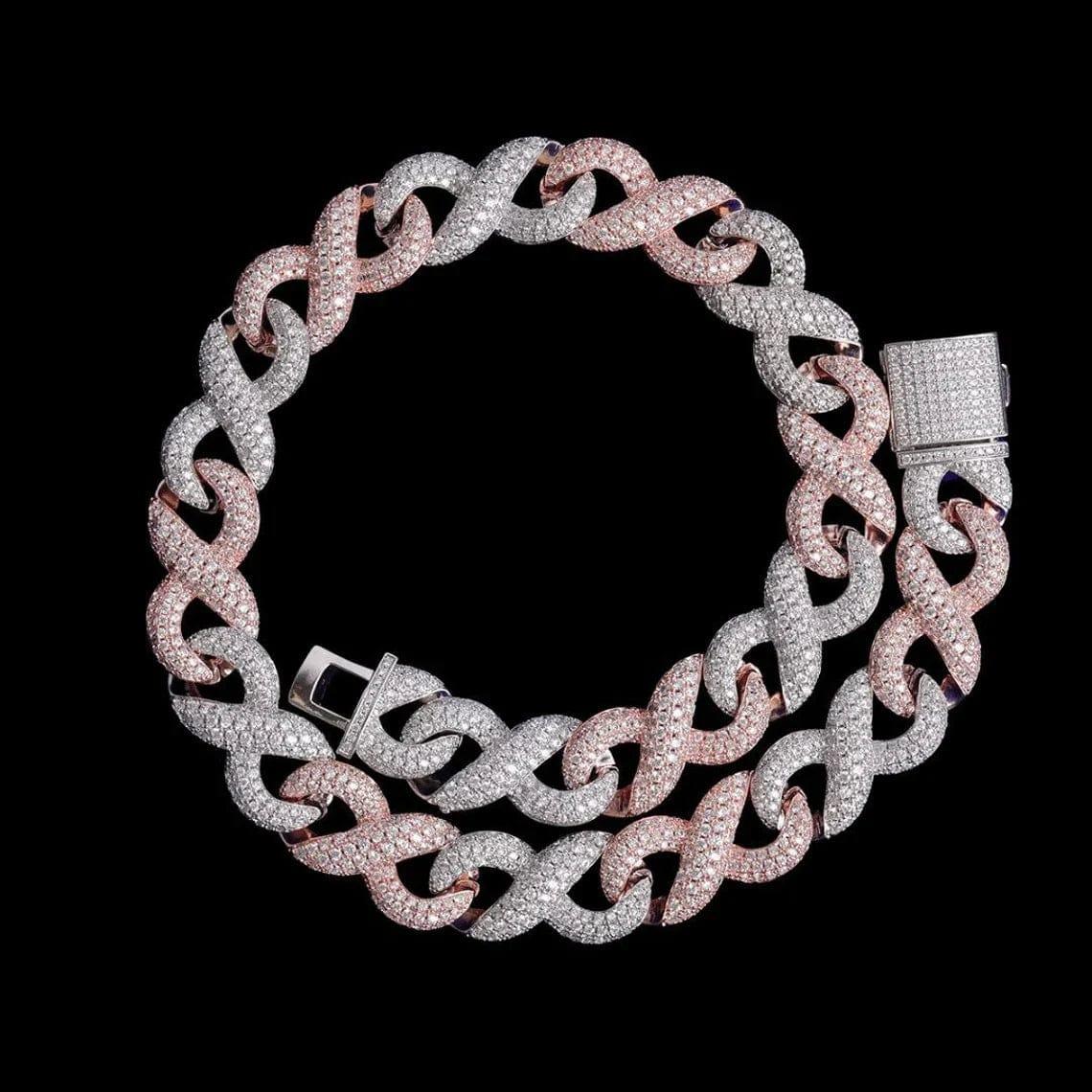 20mm Two Tone Color Iced Out Infinity Miami Hip Hop Bling Rapper VVS C
