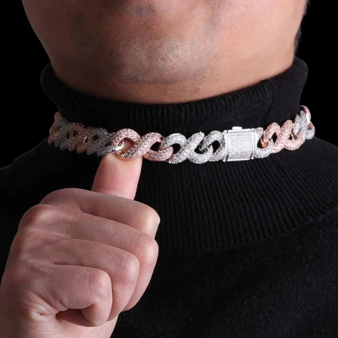 20mm Two Tone Color Iced Out Infinity Miami Hip Hop Bling Rapper VVS C