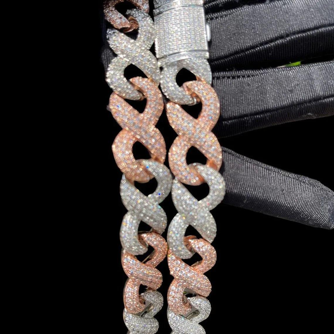 20mm Two Tone Color Iced Out Infinity Miami Hip Hop Bling Rapper VVS C