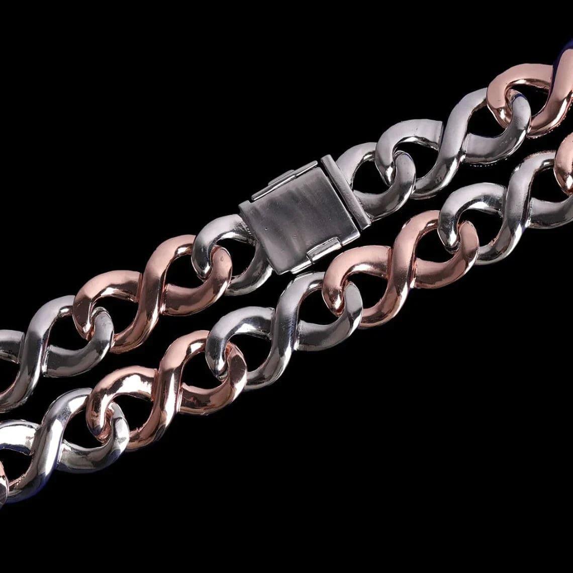 20mm Two Tone Color Iced Out Infinity Miami Hip Hop Bling Rapper VVS C