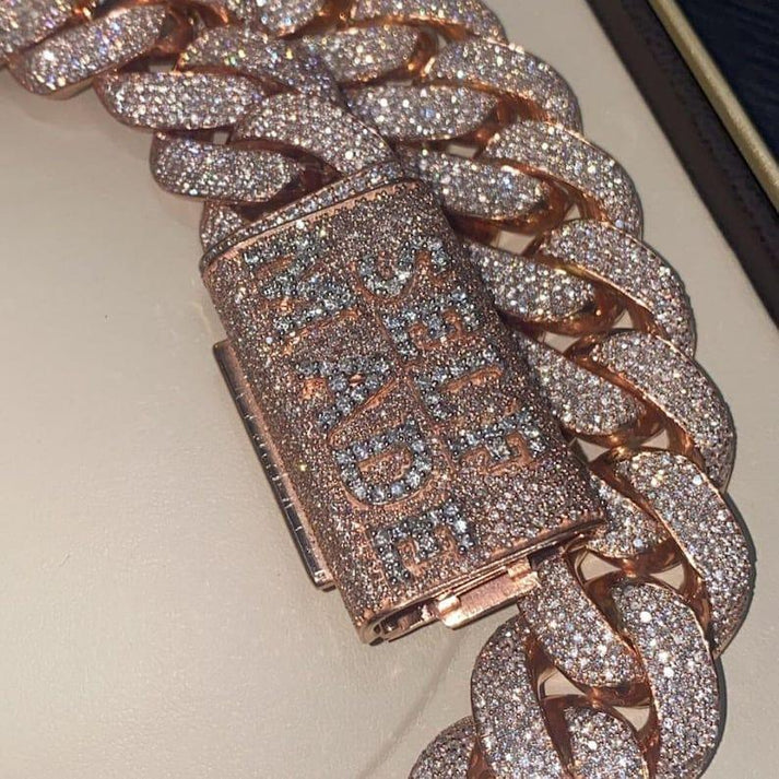 Antique 22mm Round Moissanite Diamonds Cuban Link Men's Iced out Rappe