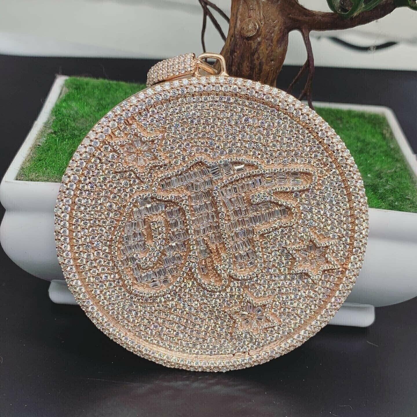Round VVS Diamond Pink Sapphire Customized Iced Out Pendant