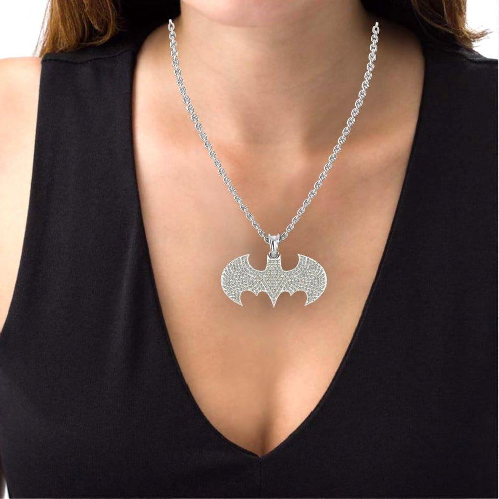 JBR Double Iced Out Ghost Pendant and Chain in Sterling Silver