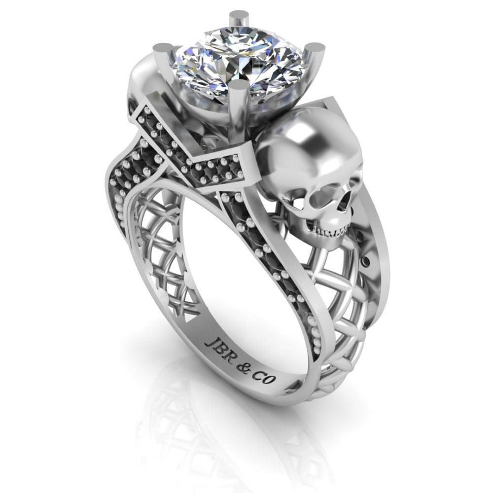 JBR Skull Engagement Ring Mesh Gothic Skull Ring Womens In Sterling Si
