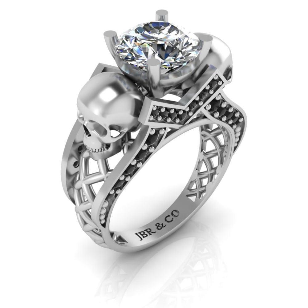 JBR Skull Engagement Ring Mesh Gothic Skull Ring Womens In Sterling Si
