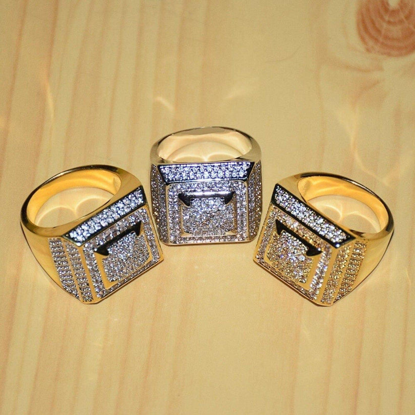 Men's Full Moissanite Diamond Front Pyramid Style Iced Out Hip Hop Rin ...