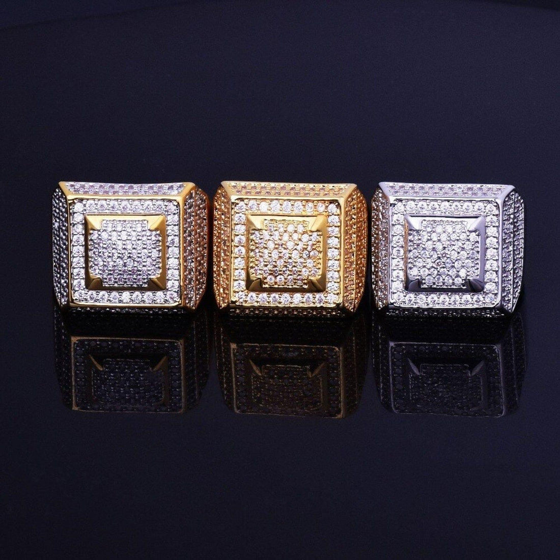 Men's Full Moissanite Diamond Front Pyramid Style Iced Out Hip Hop Rin