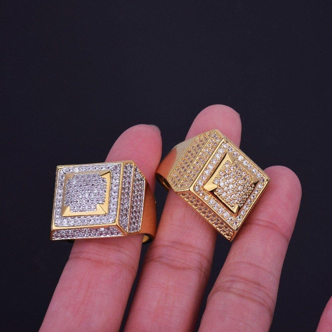 Men's Full Moissanite Diamond Front Pyramid Style Iced Out Hip Hop Rin